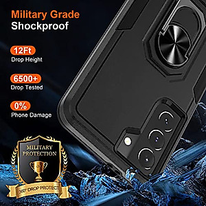 Oneagle for Samsung Galaxy S21 Case 5G, [4 in 1 ] Samsung S21 5G Case with [9H Glass Screen Protector+ Lens Protector] [ 360 Ring Stand] [12Ft Military Dropproof] Shockproof Case for Galaxy S21 5G