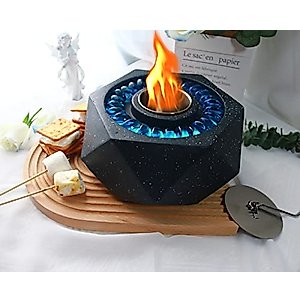 Tabletop Fire Pit Bowl Indoor Outdoor for Smores,Table Top Fire Pit Bowl,Table Top Firepit for Outside Patio, Mini Indoor Fire Pit Ethanol,Portable Tabletop Fireplace, Smokeless (Black (Hexagon))