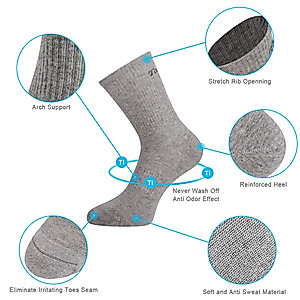 Toes&Feet Men's 5-Pack Black Anti Odor Resist Anti-Sweat Thin Cotton Crew Sports Socks, Size 6-12