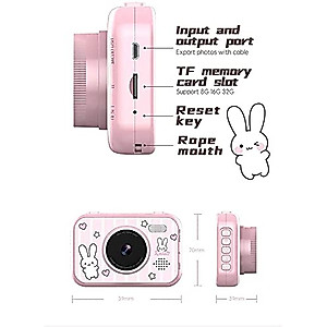 GIENEX Kids Digital Camera - 12MP Children's Selfie Camera with 3.5 Inches Large Screen for Boys and Girls,1080P Rechargeable Electronic Camera with 32GB TF Card (Color : Pink)