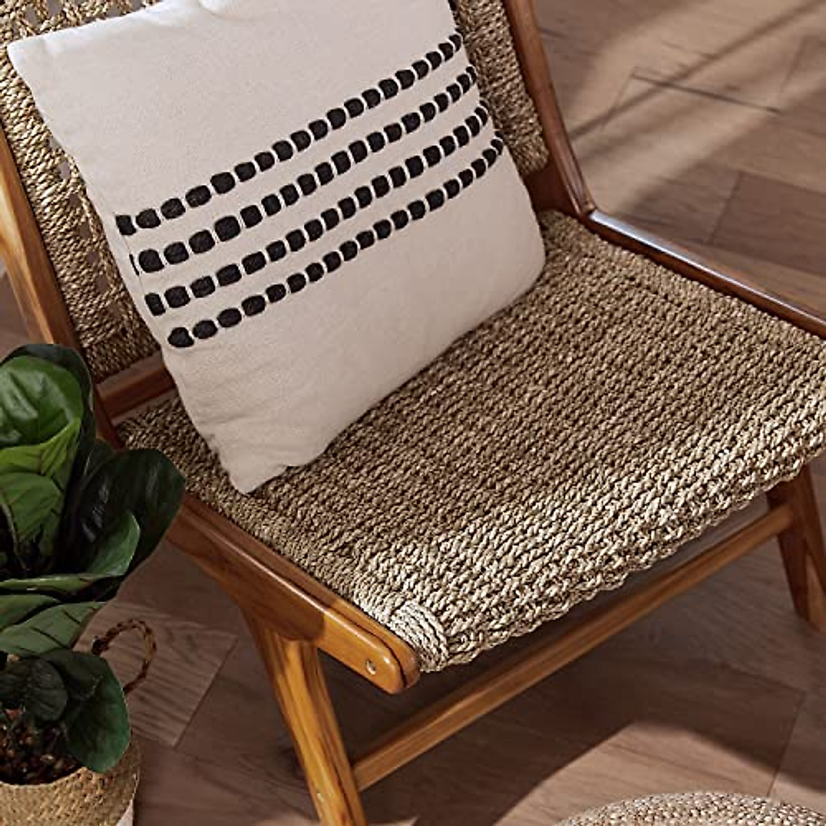 Decor Therapy London Light Oak Seagrass Weave Accent Chair, Natural