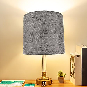 Beavorty Gray Lamp Shade Linen Fabric Lamp Shade Replacement Medium Drum Lamp Shade Transitional Cylinder Shaped Spider Construction Lamp Shade for Chandeliers Table Lamp 20cm Small Lampshade