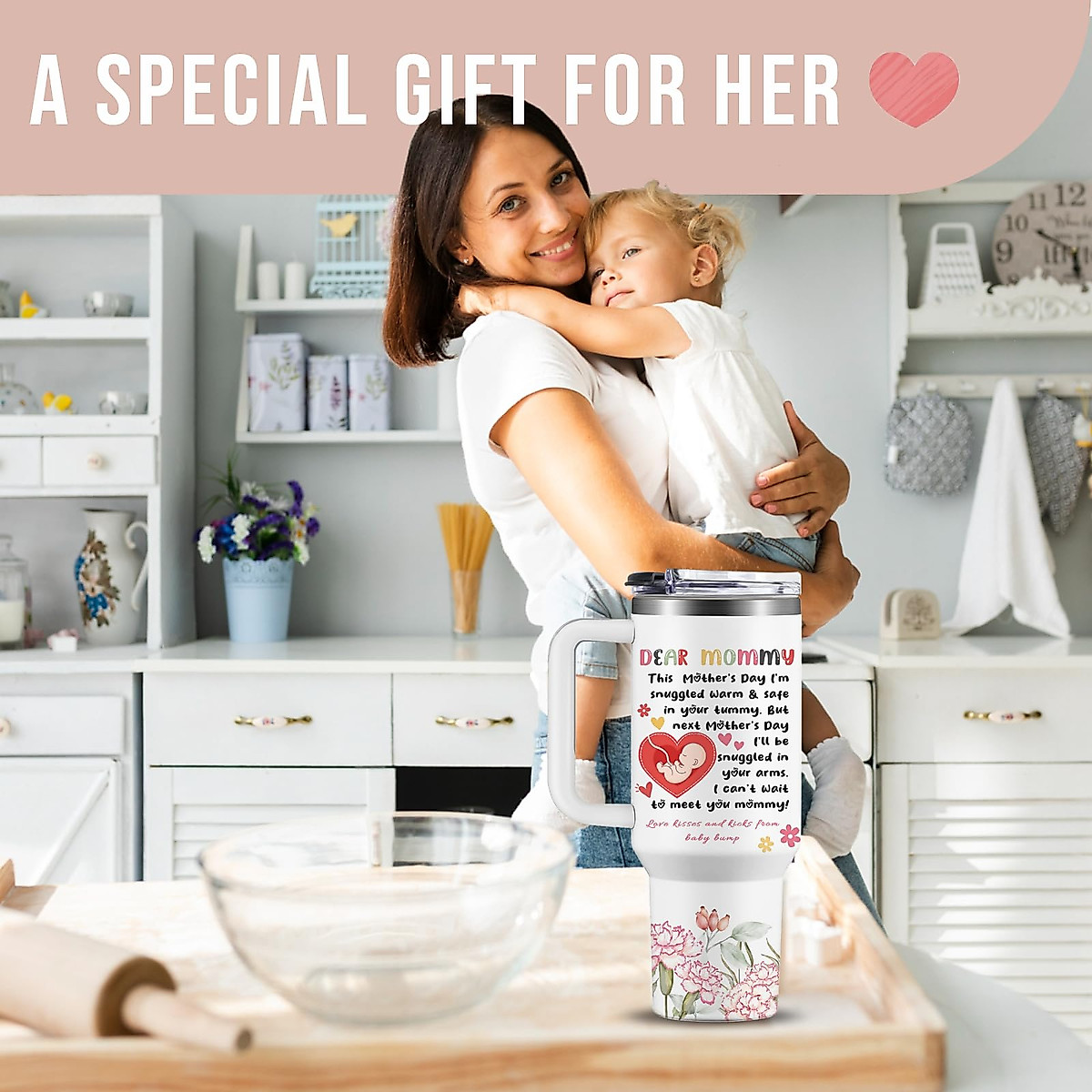 New Mom Gifts for Women, Mama, Wife - Best Mom Ever Tumbler 40oz - Baby Bump Gifts for Mom to Be - Gift for First Time Moms - Pregnant Gifts for Women - Birthday, Mothers Day Gifts for Expecting Mom