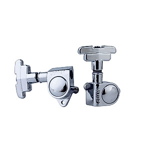 Guyker Guitar Tuning Pegs(3L + 3R Handed) - 1:21 Sealed Art Deco Rotomatic Tuners Machine Heads with Imperial Style Head Replacement - Chrome