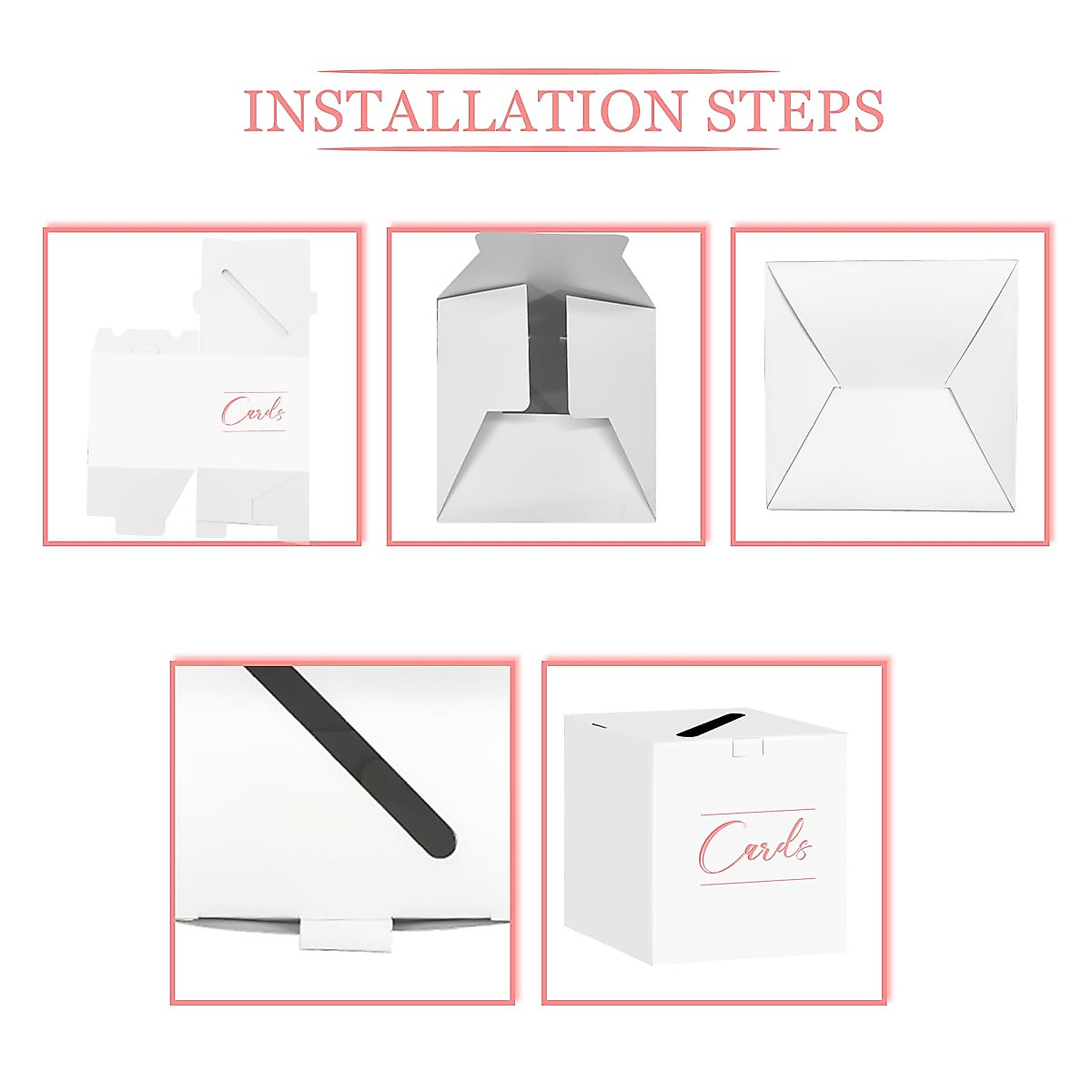 HEIPINIUYE Pink Card Box Wedding Card Box Money Box Card Box for Party Wedding Baby Shower Birthday Gift Card Box Holder