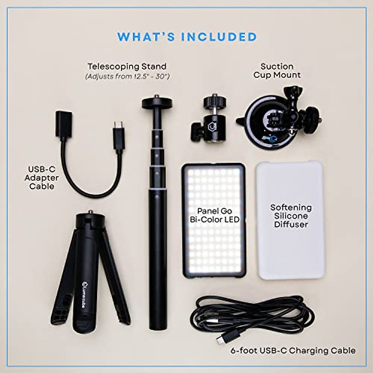 Lume Cube Broadcast Lighting Kit | Zoom Lighting, Webcam Light for Computer | Video Conference Lighting Kit for Laptop with Adjustable Brightness & Color Temperature, Tripod & Suction Mount Included