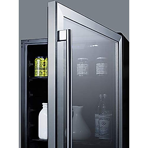 Summit AL57G Built-in Undercounter ADA Compliant All-Refrigerator with Glass Door, Black Cabinet, Door Storage, Lock, and Digital Thermostat