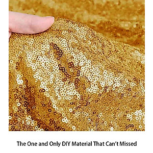 ShiDianYi 3 Feet 1 Yards-Gold-Sequin Fabric, by The Yard, Sequin Fabric, Tablecloth, Linen, for Xmas Decor (Gold)