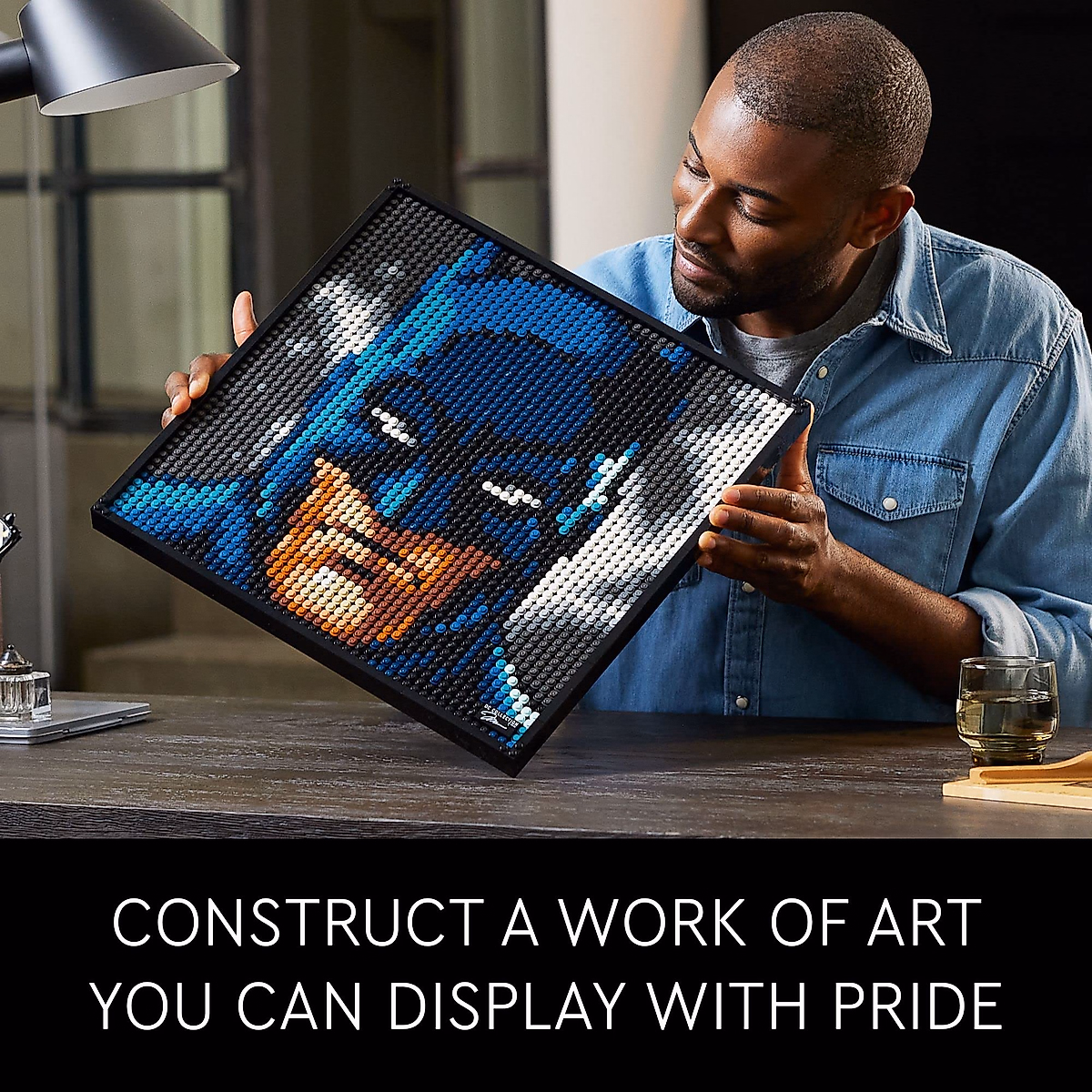 LEGO Art Jim Lee Batman Collection 31205 Building Blocks - Superhero Canvas Wall Decor with Joker, Harley Quinn, or Batman Portraits, DC Comics DIY Poster, Gift Idea for Men, Women, and Adults