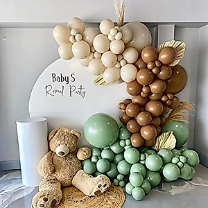 Brown Balloons Garland Arch Kit 105Pcs Different Sizes 18In 10In 5In Latex Pastel Coffee Khaki Matte Balloons Decorations for Baby Shower Teddy Bear Safari Jungle Themed Wild One 1st Birthday Wedding
