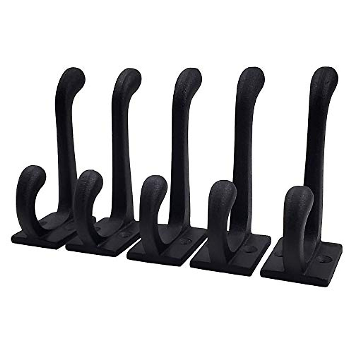 Claimed Corner Cast Iron Coat Hooks - Wall Mounted Rustic Farmhouse Matte Black Cast Iron DIY Coat Towel Hat Scarf Bags Hook 5-Pack