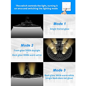 LED High Bay Light 150W, 22500LM LED Shop Light with US Plug 5' Cable, 5000K Daylight UFO LED High Bay Lights, IP65 Commercial Warehouse Light, Super Bright Area Bay Lighting for Garage Barn Workshop