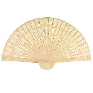 Wobe 60 Pack Sandalwood Fans- Baby Shower Gifts & Wedding Favors, Wooden Openwork Personal Handheld Folding Fans for Wedding Party, Home Decorations Birthday Gift