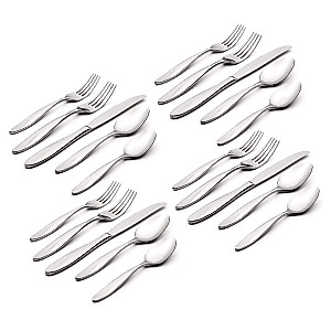 Oneida Tonya 20 Piece Everyday Flatware Set, Service for 4, 18/0 Stainless Steel, silverware set
