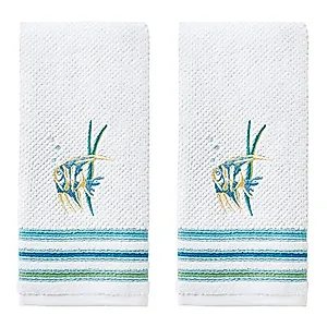 SKL Home by Saturday Knight Ltd. Ocean Watercolor Hand Towel, White (2-Pack), 16 x 26"