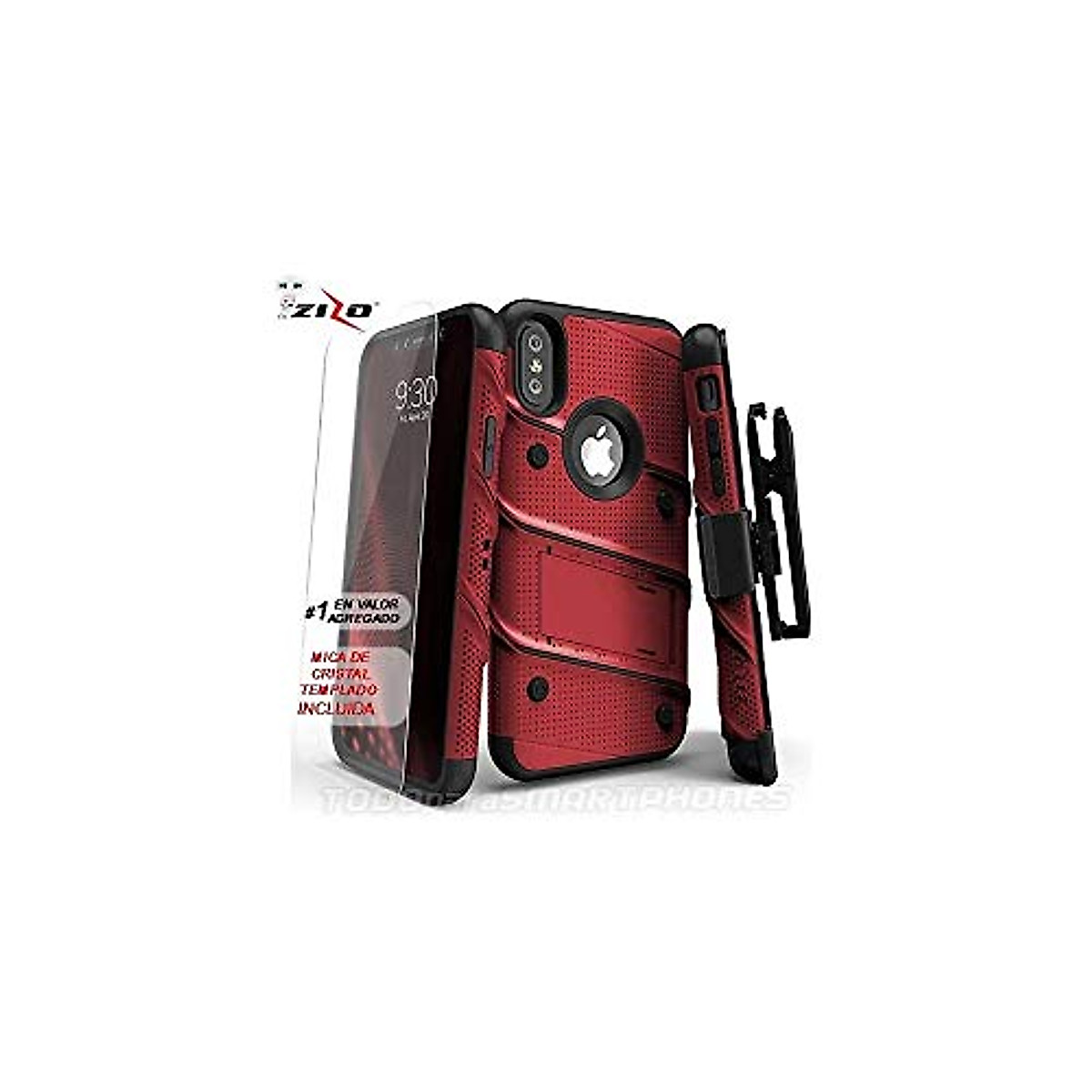 Zizo iPhone X Case [Bolt Series] with Free [iPhone X Screen Protector] Kickstand [12 ft. Military Grade Drop Tested] Holster Belt Clip