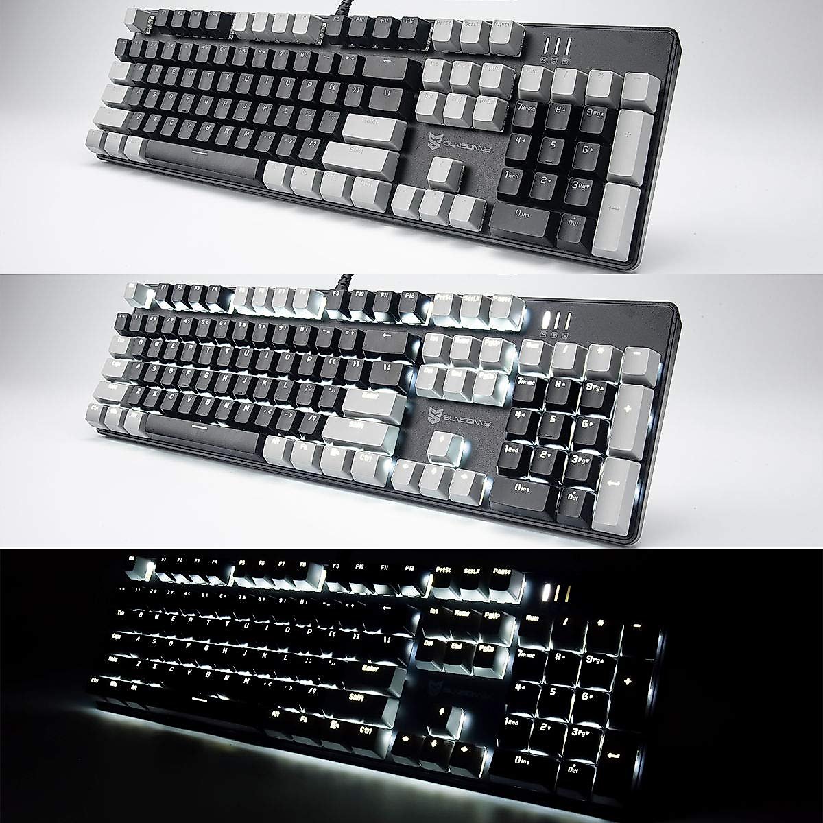 Mechanical Keyboard Gaming Keyboard | Black Switch, Black Grey Color & White Backlit Keyboard | 104 Keys US Layout | Wired Gaming Keyboard | Hot Swappable Mechanical Keyboard, PC Gaming Keyboard
