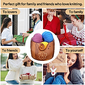 Yarn Bowl Large Size 5''x7'' Pine Wood Unique Design Crochet Bowl for Yarn Holder Knitting Crochet Macrame Craft Supplies