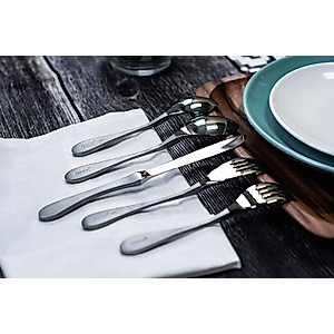 Knork Original Cutlery Utensils Flatware Set, 20 Piece (Service for 4), Duo Silver