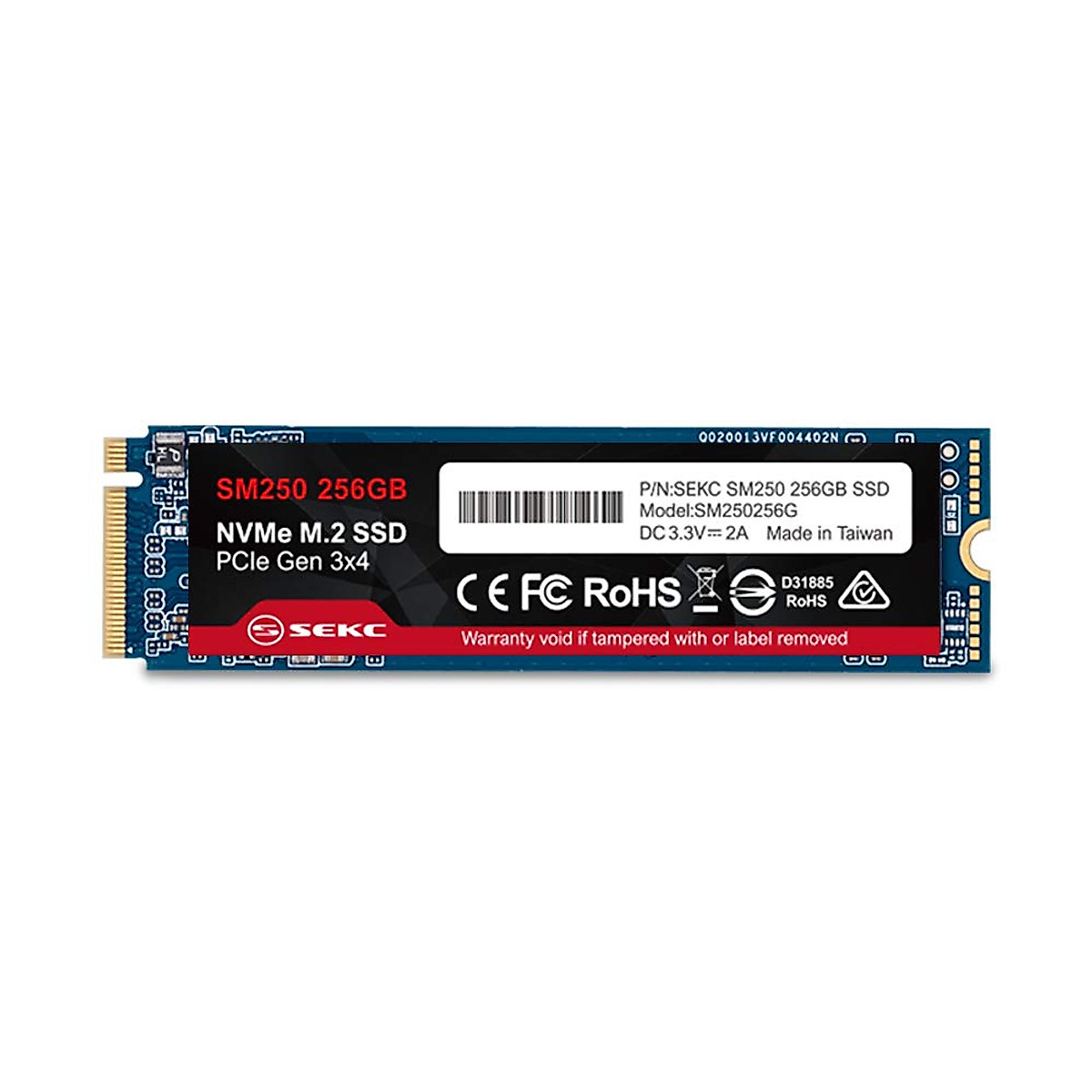 SEKC SM250256G 256GB NVMe M.2 2280 PCIe Gen 3x4, Solid State Drive R/W CDM Up to 1700/1000 MB/s, (Atto) Up to 3300/3100 MB/s, Internal SSD