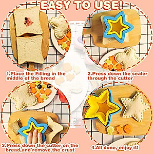 Sandwich Cutter and Sealer Set for Kids 41Pcs, Decruster Sandwich Maker Holiday Heart Cookie Cutters Fruit Vegetable Cutter Bento Lunch Box with Dinosaur Mikey Butterfly Shapes for Boys Girls