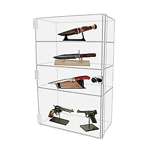 Marketing Holders Acrylic Locking Vertical Cabinet with Keys 12" x 7.88" x 19" Clear Tall Countertop Locker One Piece No Assembly Cupboard with Swinging Door for Retail Merchandise