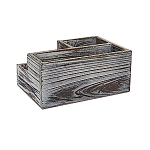 Cregugua Rustic Wood Pen and Pencil Holder Decorative Stationary Wooden Organizer Office/Home (5.5X7.9X3.5 in)