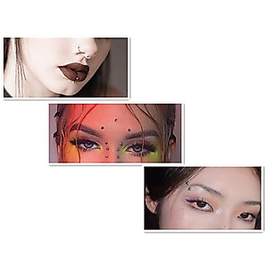 JFORYOU Fake Eyebrow Ring Fake Lip Labret Studs Replacement Balls Spike with 100pcs Sticker Non-Piercing Body Jewelry Fake Skin Piercing