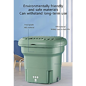 Portable Washing Machine Mini Foldable Washer with Drain Basket Spin Dryer,Small Collapsible Bucket Washer for Camping,Travel,Apartment,Dorm green