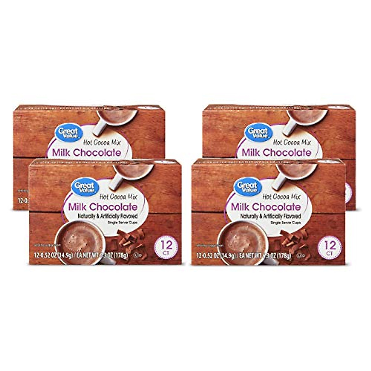 Great Value Cappuccino Coffee and Hot Drink Single Serve Pods, 12 Count (Hot Cocoa, Pack of 4)