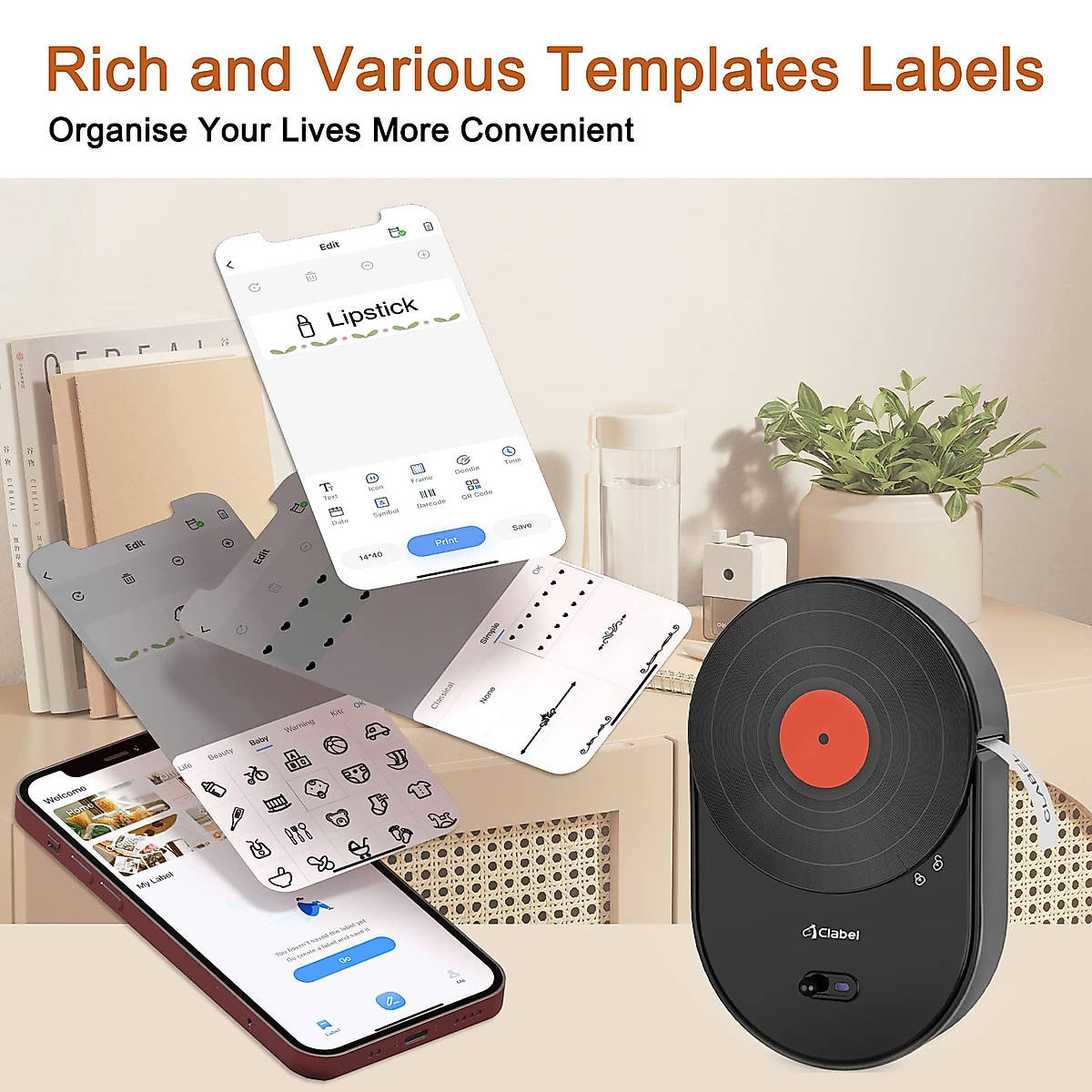 CT521B Label Maker Machine with Tape, Perfect for Women, Wife,Mom,Grandma, Available for Home Office Organization Mother's Day Decor Birthday Gift