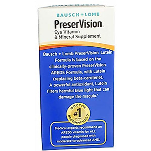 Bausch & Lomb PreserVision Eye Vitamin and Mineral Supplement, Lutein, 120 Soft Gel Formula (Pack of 1)