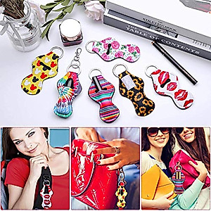 shynek Chapstick Holder Keychain, 40Pcs Lip Balm Holder Keychain Set (Neoprene, Multicolor, Women, Portable)