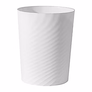UUJOLY Plastic Small Trash Can Wastebasket, Garbage Container Basket for Bathrooms, Laundry Room, Kitchens, Offices, Kids Rooms, Dorms, (White, 1.8 Gallon)