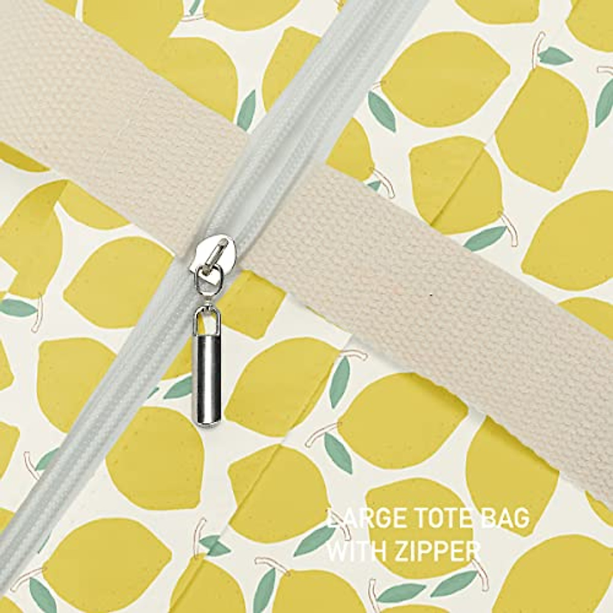 Tote Bag Makeup Bag Lemon Lemon Party Decorations Lemon Print Lemon Gifts Birthday Gift Ideas for Women Girls Best Friend Fruit Lovers Waterproof Tote Bag with Zipper Cosmetic Bag Set of 2