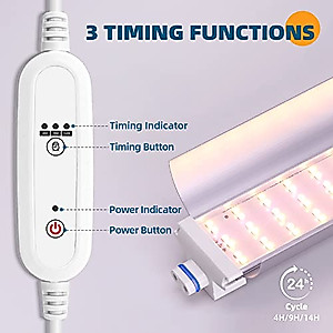 Barrina T5 Grow Light, 2FT 120W(4x30W, 800W Equivalent) Full Spectrum Grow Light with Timer, Color Changing LED Grow Lights for Indoor Plants, Linkable Hanging Plant Light for Indoor Growing, 4-Pack