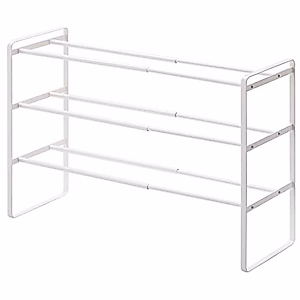 Yamazaki 7555 Extendable Shoe Rack, Frame, 3 Tiers, White