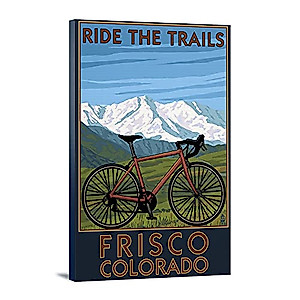 Frisco, Colorado, Mountain Bike and Mountains, (16x24 Wrapped Canvas, Wall Decor, Artwork)