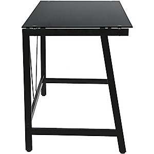 OneSpace Contemporary Glass-Top Desk for Small Spaces, Small Writing Desk, Black