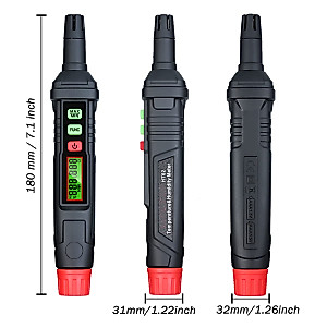 Portable Thermo-Hygrometer 4-in-1 Digital Psychrometer Mini Temperature Humidity Meter Pen Type Home Greenhouse Indoor Hygrometer with Dew Point & Wet Bulb Temperature, Max/Min, Backlight LCD Display