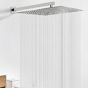 HarJue Shower Arm, Rain Shower Head Extension Extender, With Flange and Teflon Tape, Made of Thicken Stainless Steel for Bathroom Rainfall Showerhead (20 Inch, Chrome)