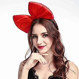 MXXGMYJ Bow Headband Headbands for Women Girls - 1pcs Large Red Bow Headbands/Headwraps/Hairband/Headwear for Birthday Valentines Day Christmas Gifts Birthday Party Cosplay Costume Accessories Gifts
