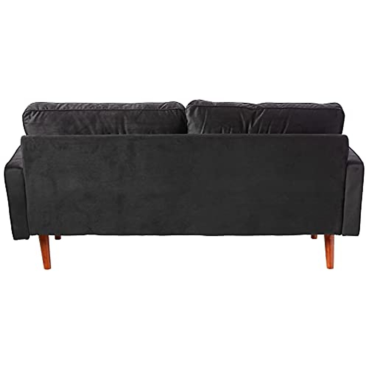 US Pride Furniture Haven Modern Velvet Sofa with Bolster Pillows, Button Tufted Seat, Track Arms and Solid Wood Legs, Couches for Living Room, Bedroom and Home Office, Black