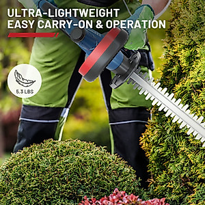 Enhulk Cordless Hedge Trimmer, Electric Bush Trimmer with 20" Dual-Action Blades, 5/8" Cutting Capacity, Handheld Shrub Trimmer for Garden Work, 20V 2.0Ah Battery and Charger Included