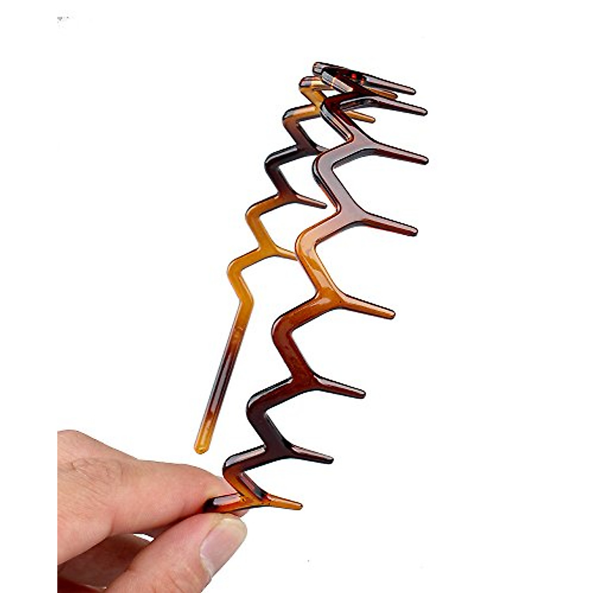 KALIYOTO Set of 2 Zig Zag Black Plastic Sharks Tooth Hair Comb Headband for womens(1 Black Color+1 brown)