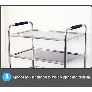 Medical Cart Household Utility Carts Trolley, Lab Cart Trolley On Wheels Tool 3 Tier Medical Equipment Cart with Brake Universal Wheel Hotel Dining Cart Beauty Salon SPA Rolling Trolley 90cm Hieght