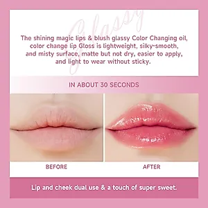 NewBang Moisturizing Blush Rouge Color Changing Liquid Blush Oil for Cheek and Lips Tint Rubor Lip Gloss Multi Use Transparent Magic Ph Blusher Clear Blusher Gel Waterproof Glossy Shiny Finish Makeup