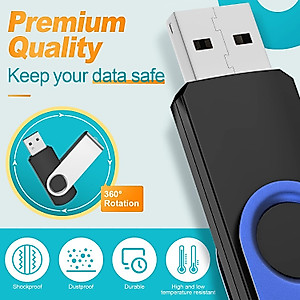 Flash Drive 32GB 5 Pack USB Thumb Drives, USB 2.0 Pen Drive Bulk Swivel USB Stick, Kepmem Metal Jump Drive 32 GB Zip Drive Data Storage with Lanyards for Photos, Video, MAC, PC