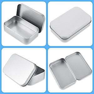RHBLME 40 Pack Small Tin Box with Lid, 3.74" x 2.36" x 0.9" Metal Tin Box Container Mini Portable Small Storage Container Kit with Lid for Home Storage, DIY Craft Tools Storage