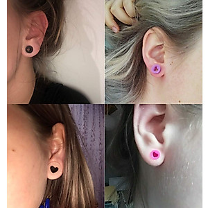 IPINK-20Pcs Heart Soft Flexible Silicone Ear Plugs Double Flared Expander Flesh Tunnels (10 Pairs of 00G(10mm))